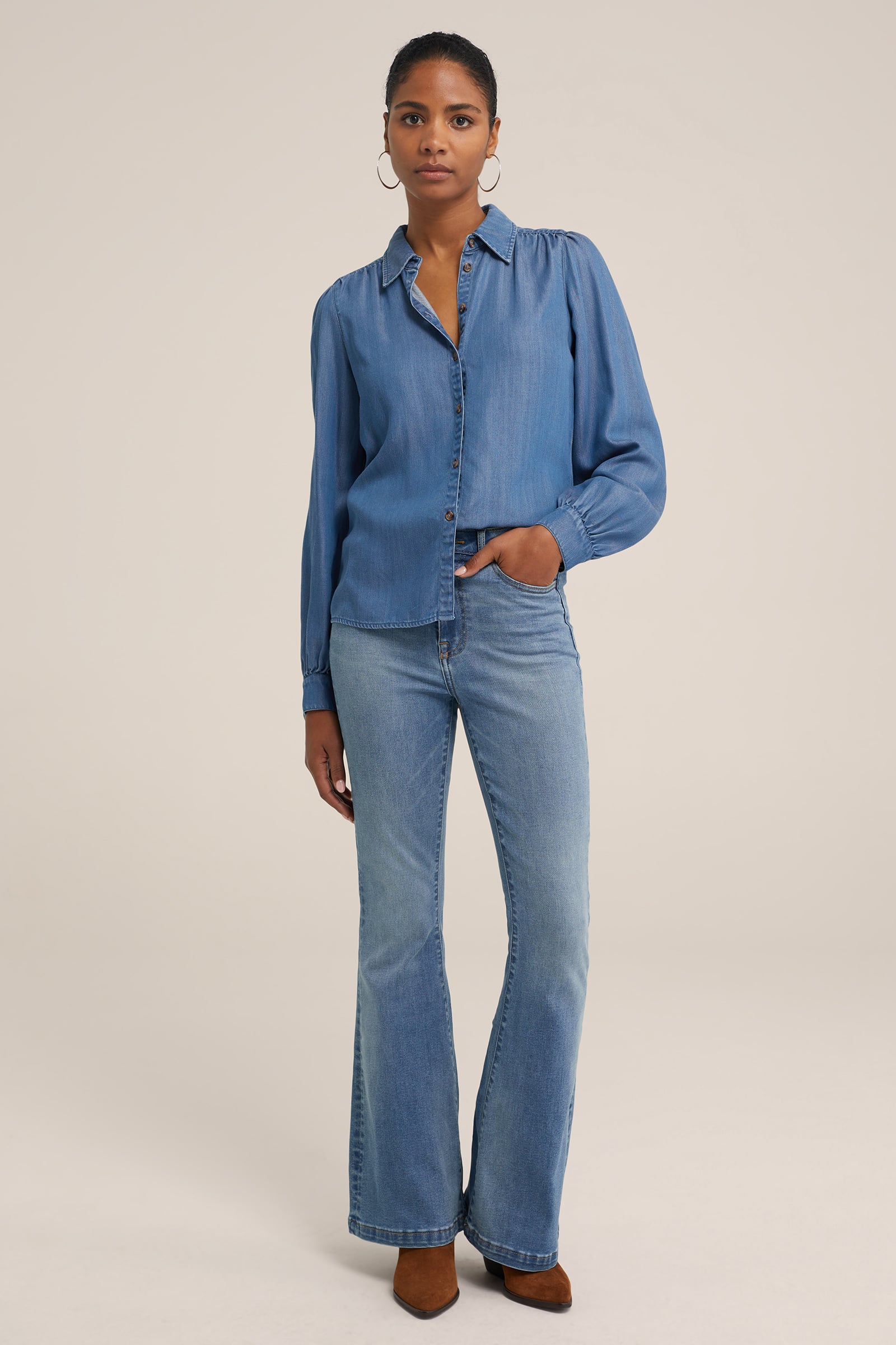 Dames high rise super flared jeans met stretch | wefashion.com
