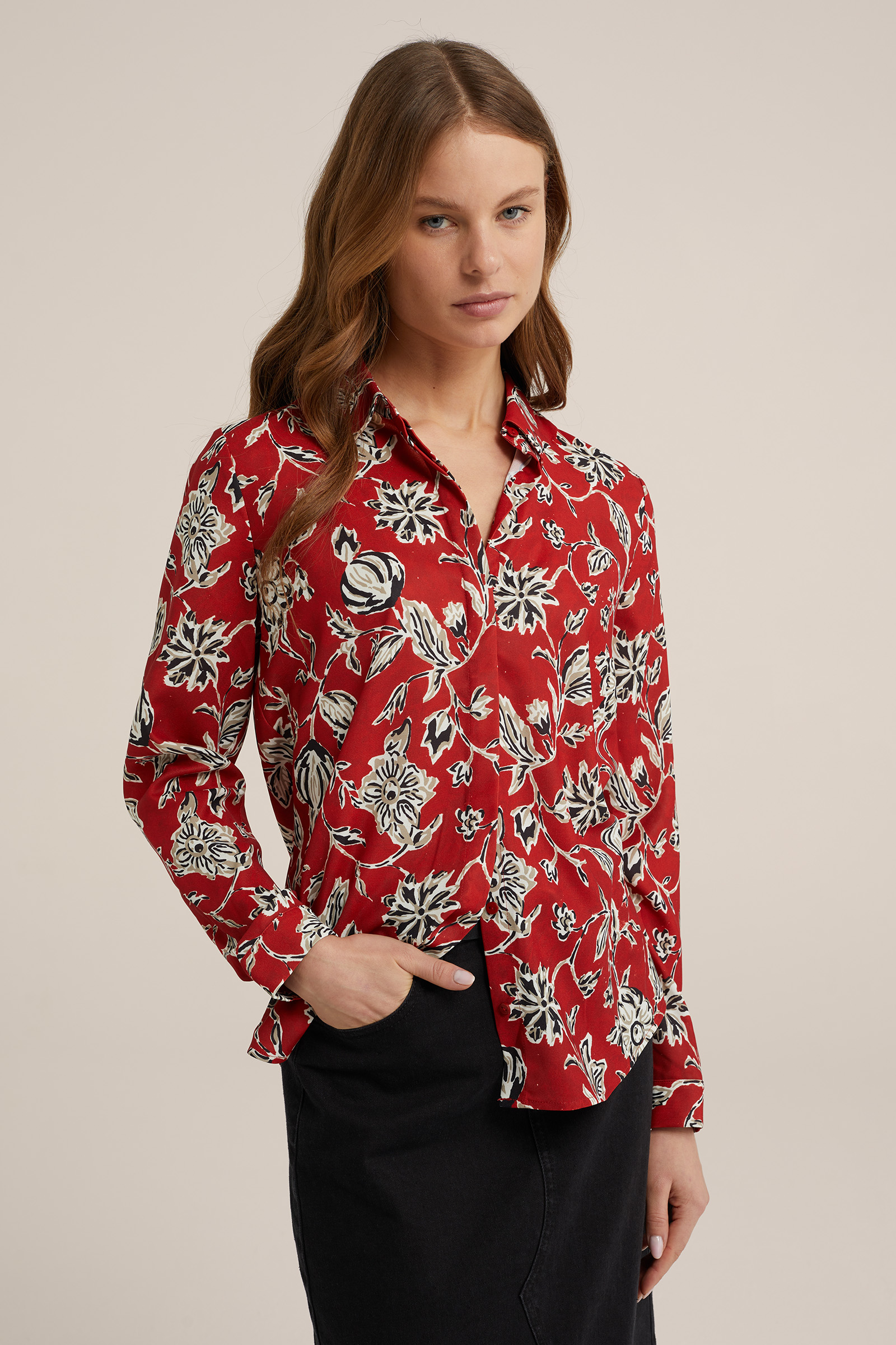 Dames blouse met fijne structuur | wefashion.com