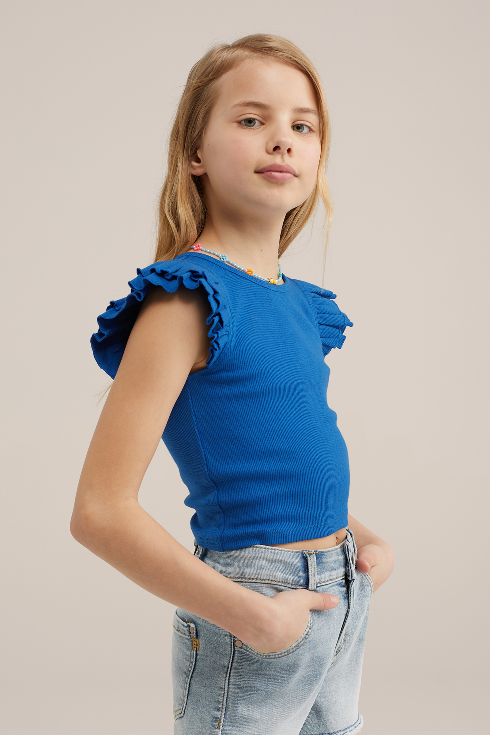 Meisjes cropped top met ruches | wefashion.com