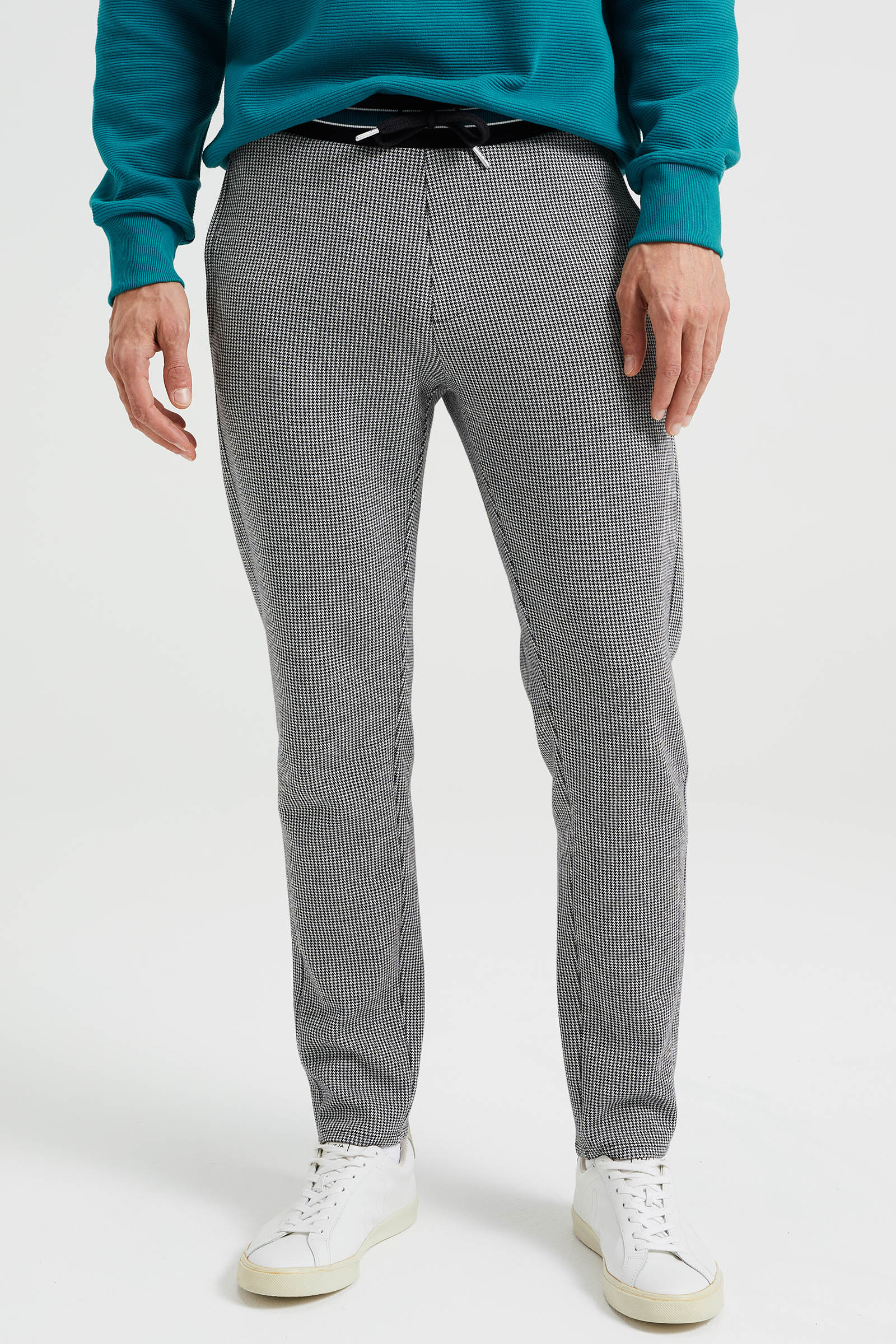 Heren slim fit joggingbroek met dessin | wefashion.com