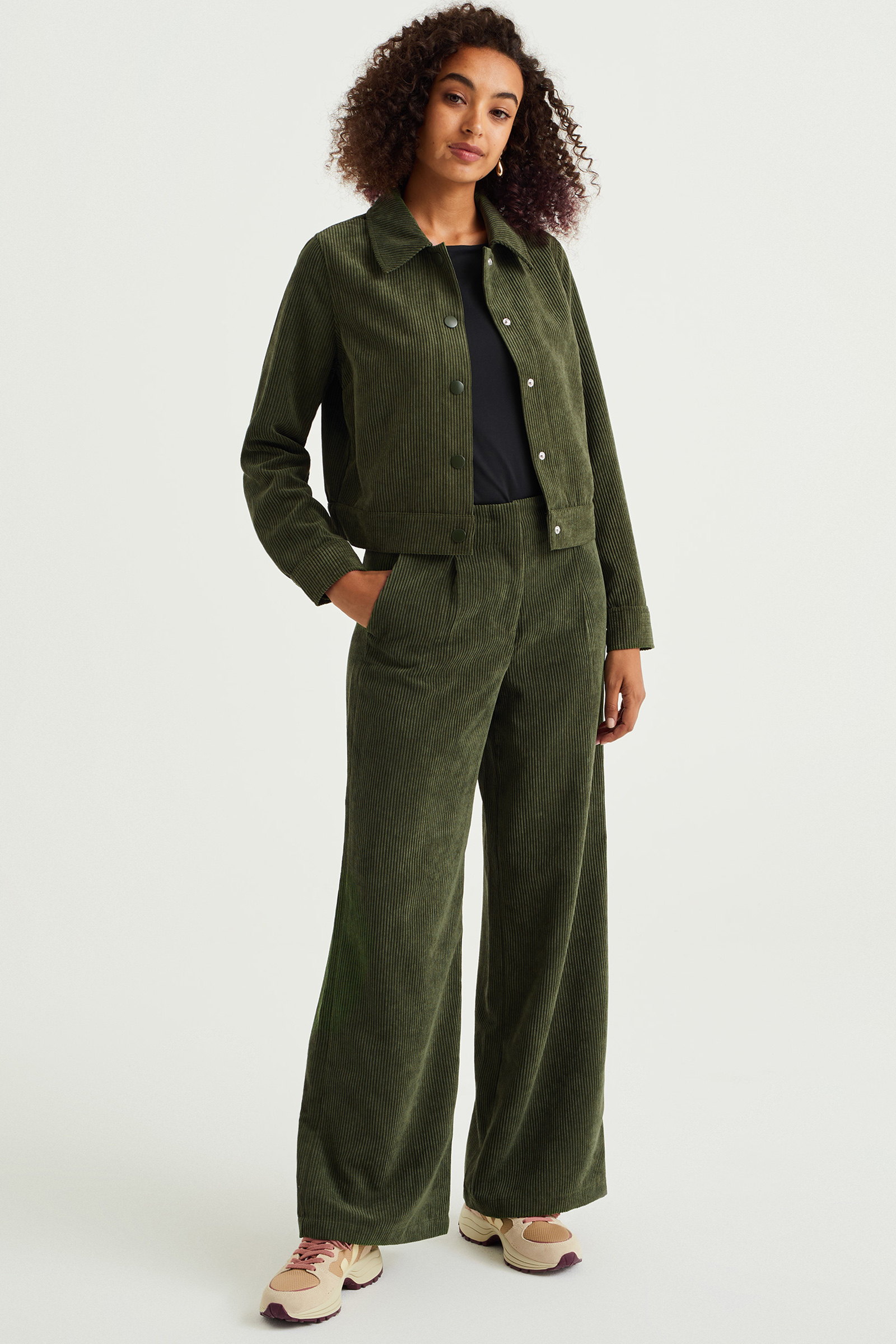 Dames corduroy wide leg broek | wefashion.com