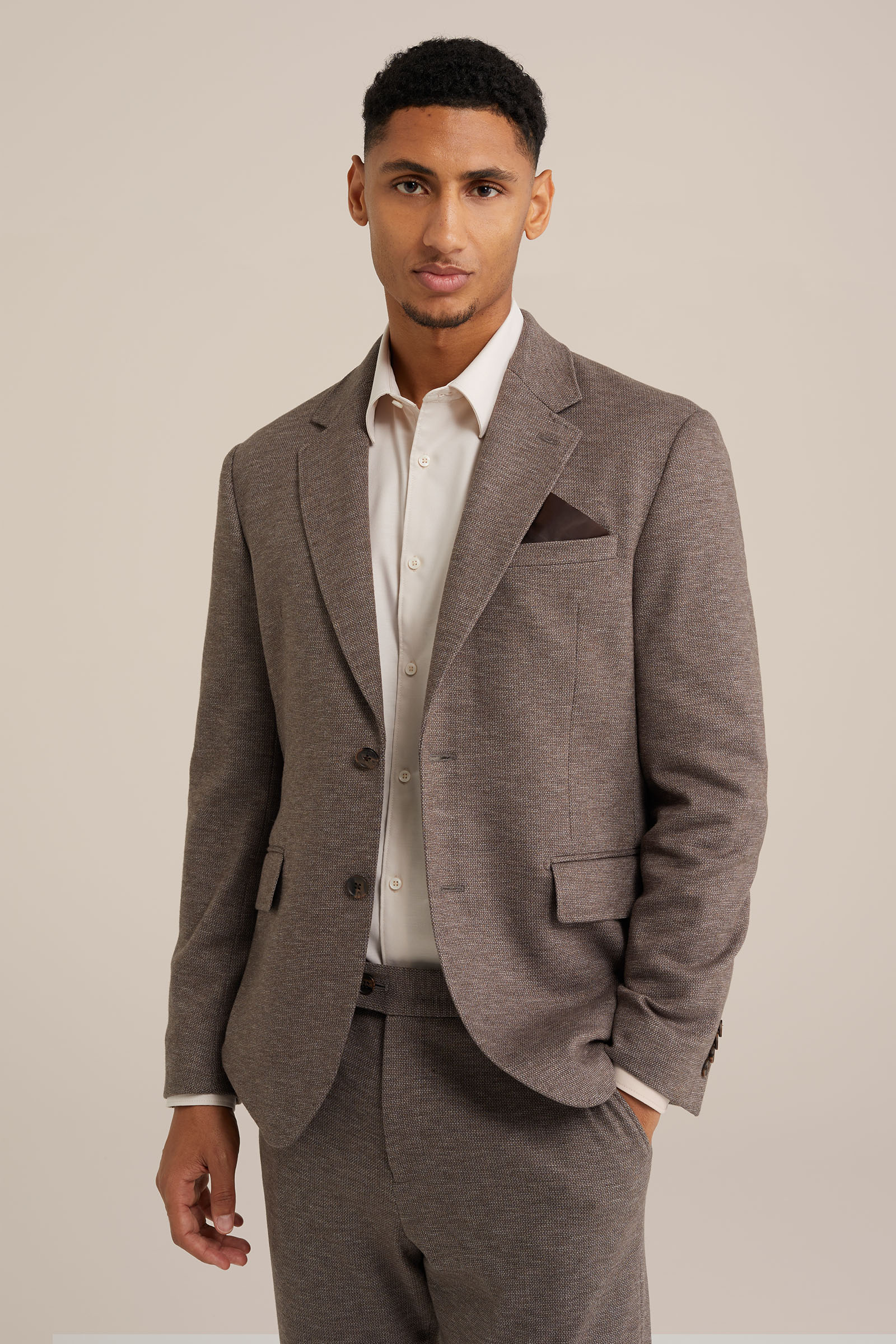 Heren Slim fit pak met structuur | wefashion.com