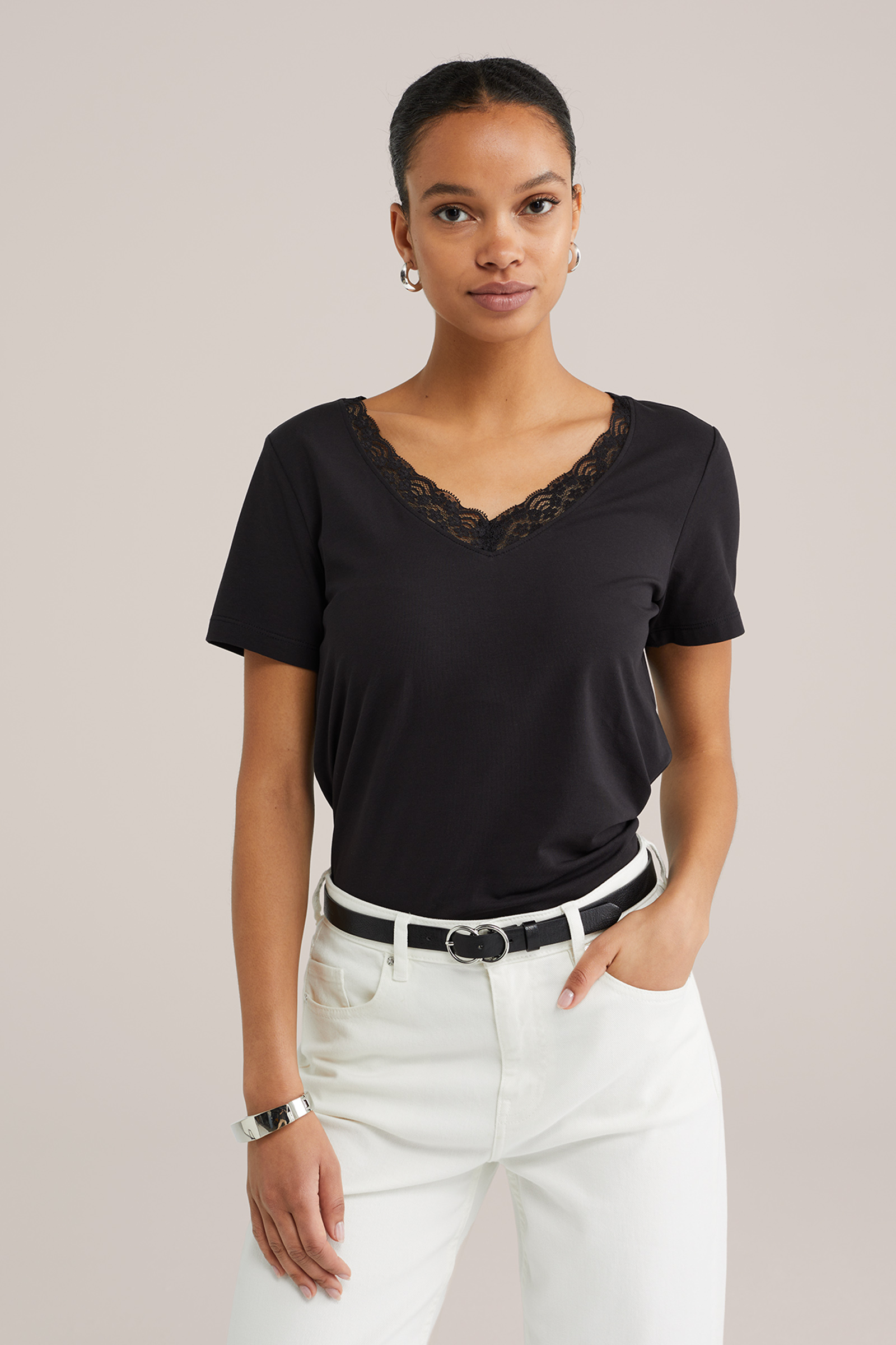 Verwunderlich T Shirt Mit Spitze Bildnull