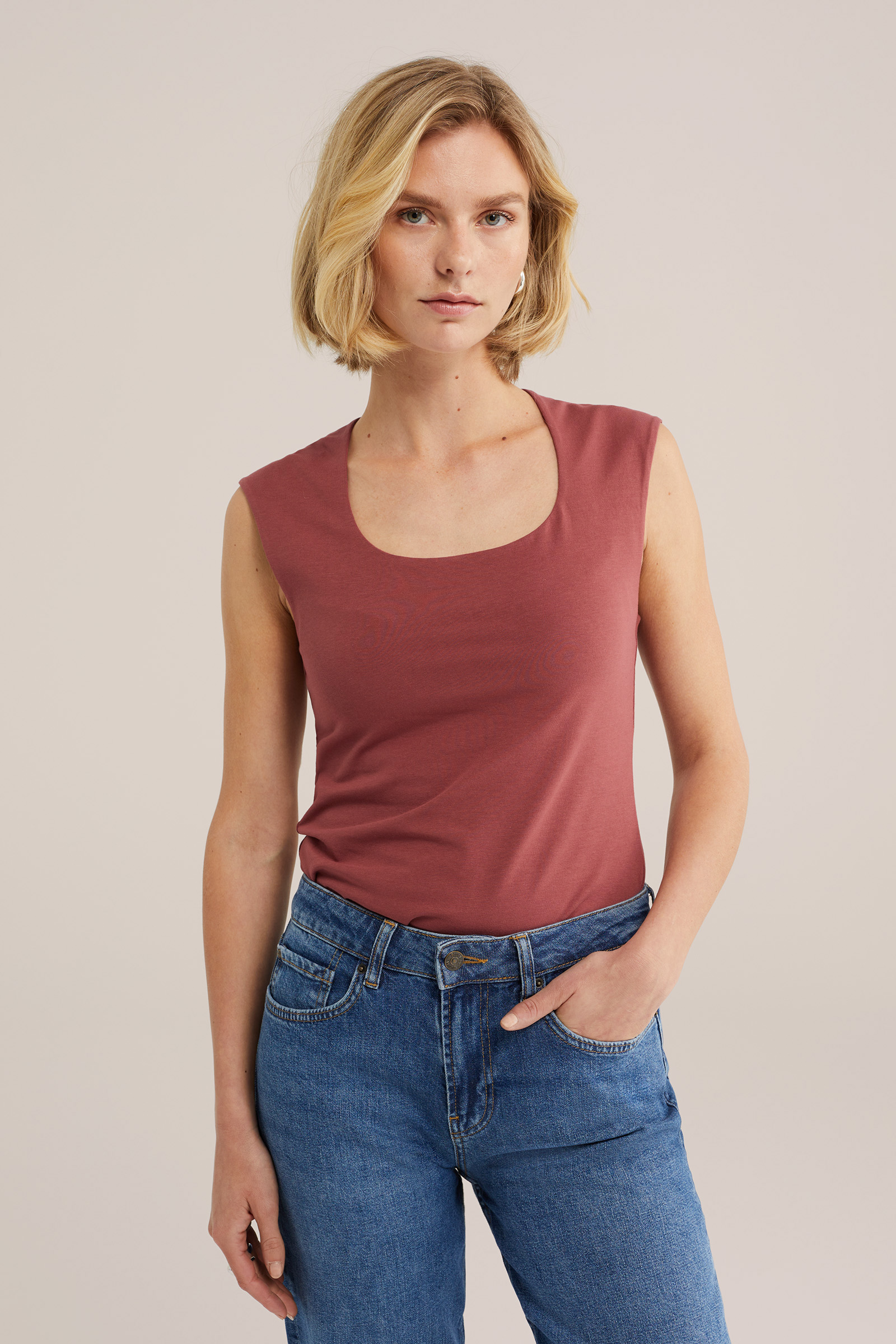 Dames singlet van katoenmix | wefashion.com