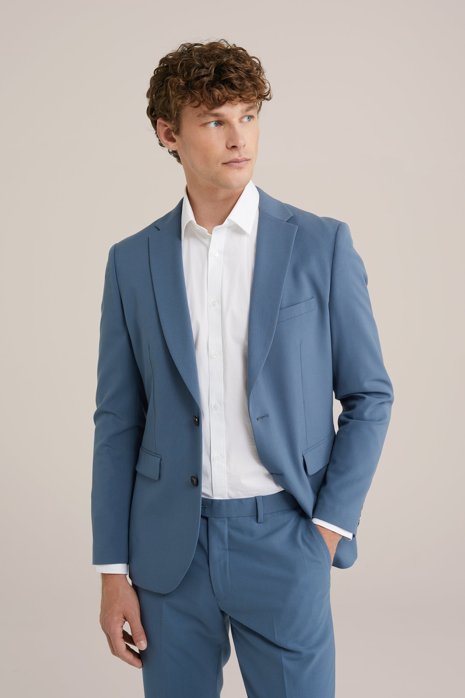 Heren Slim fit pak met stretch | wefashion.com